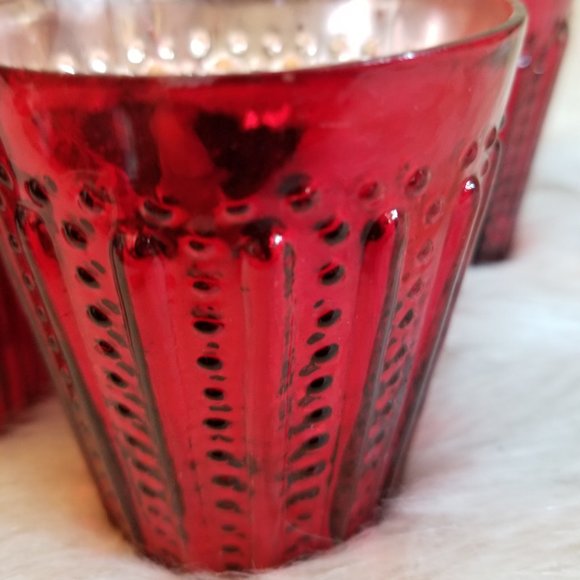 Accents | 4 Red Glass Votive Candle Holders 2 Designs | Poshmark